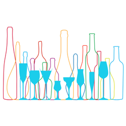 Wine Background Colorful Bottles Sticker