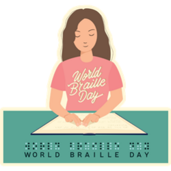 World Braille Day Lettering Illustration Sticker