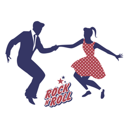 Young Couple In 50's Clothes Dancing Rock And Roll Sticker
