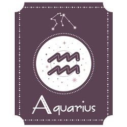 Zodiac Horoscope Sign Aquarius Purple Sticker