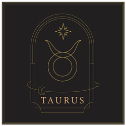 Zodiac Sign Taurus Gold Line On Black Sticker