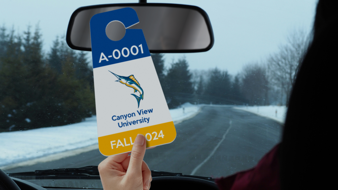 Custom School Parking Permit Hang Tag | Car Stickers