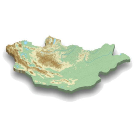 3d Isometric Relief Map Of Mongolia Sticker