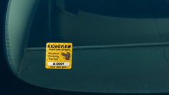 Square Parking Permit Sticker with Checker Board Background