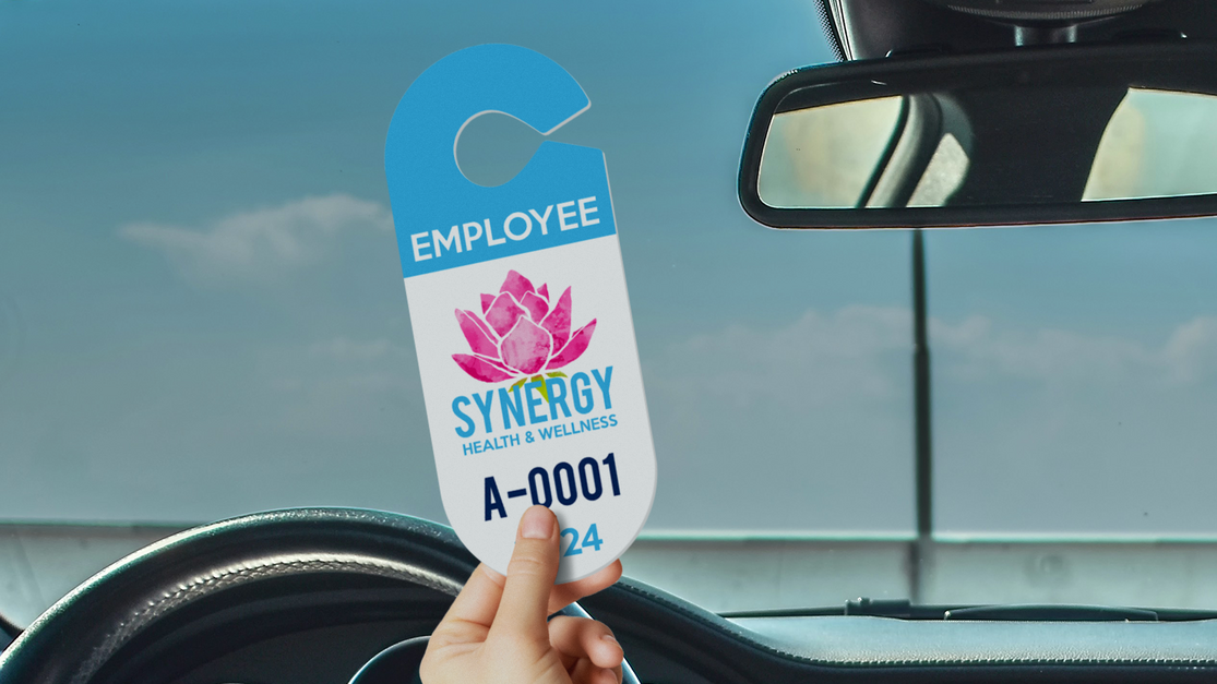 Large Employee Oval Hang Tag Parking Permit - Customizable Design
