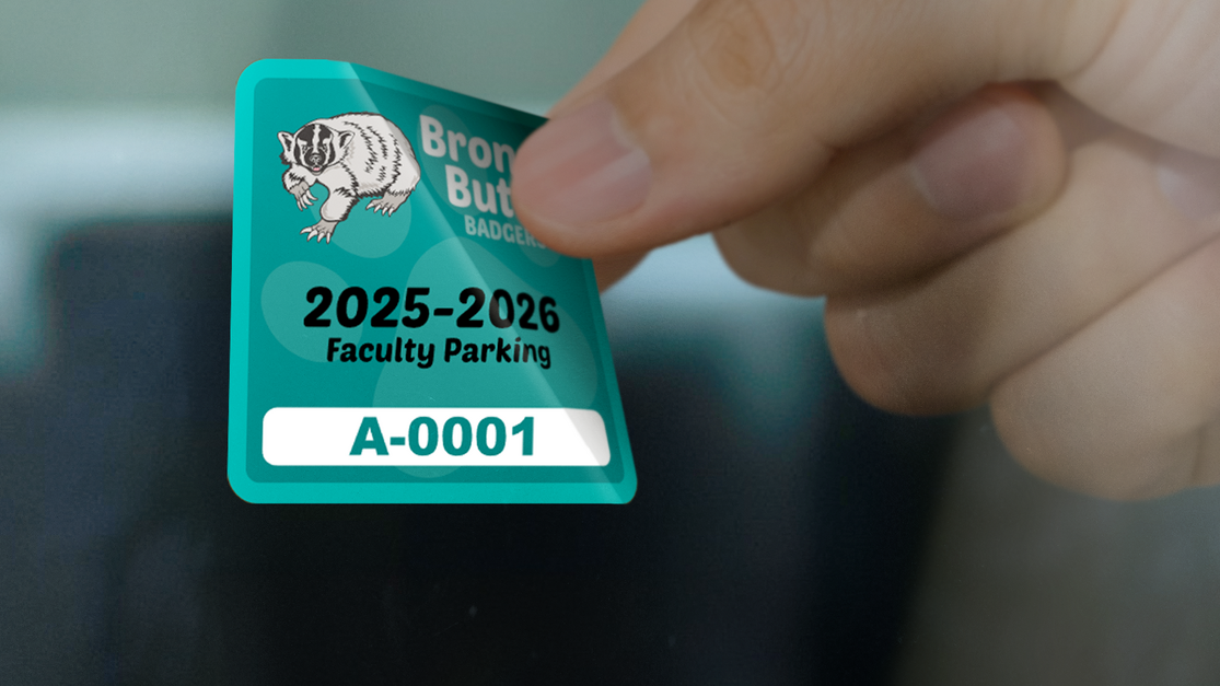 Square Parking Permit Sticker for Schools with Paw Print Background