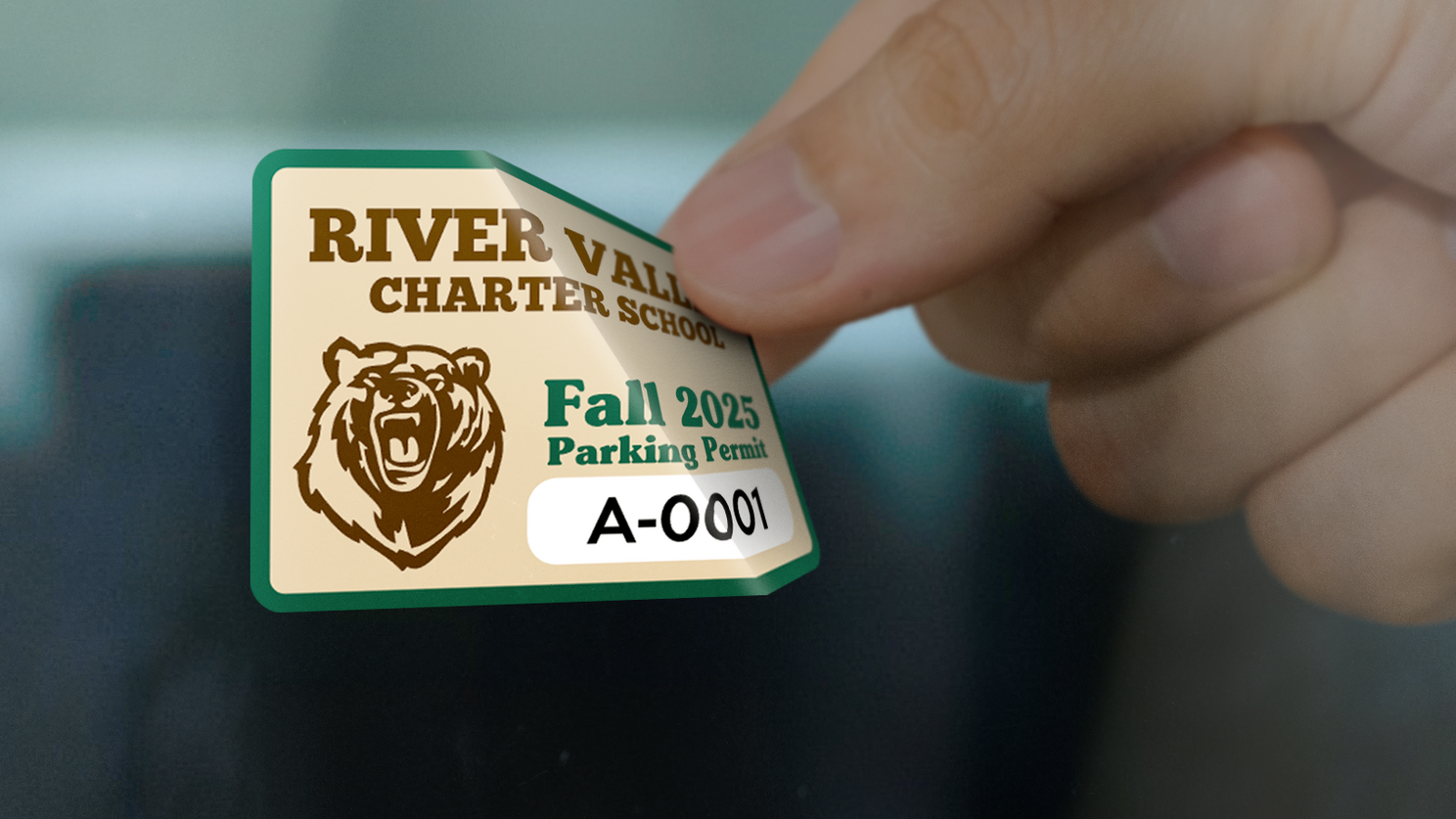 School Mascot Rectangle Parking Permit Sticker - Customizable