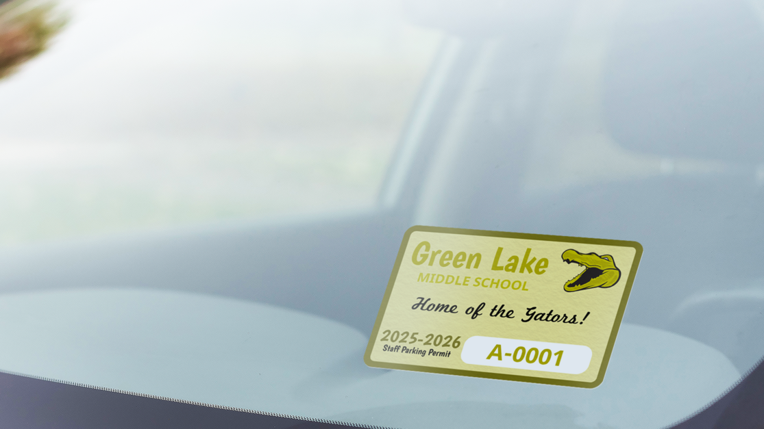 School Mascot Rectangle Parking Permit Sticker - Customizable
