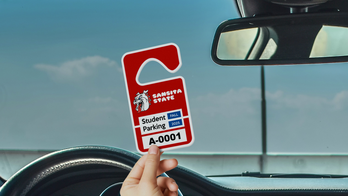Design School Parking Hang Tags with Split Colors