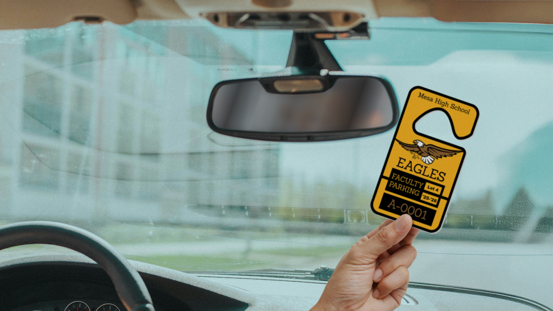Design School Parking Hang Tags with Split Colors