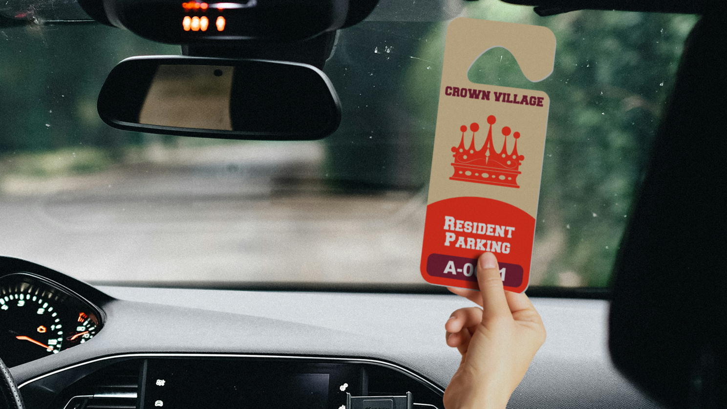 Tall Rectangular Hang Tag Parking Permit for Apartments