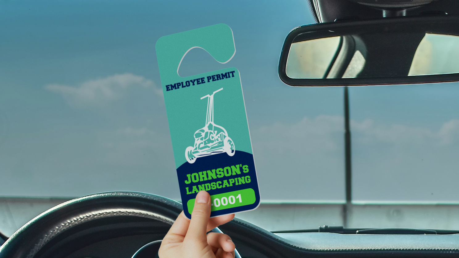 Tall Rectangular Parking Permit Hang Tag for Employees