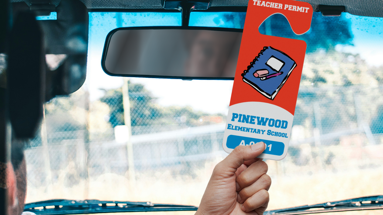 Tall Rectangular School Hang Tag Parking Permit