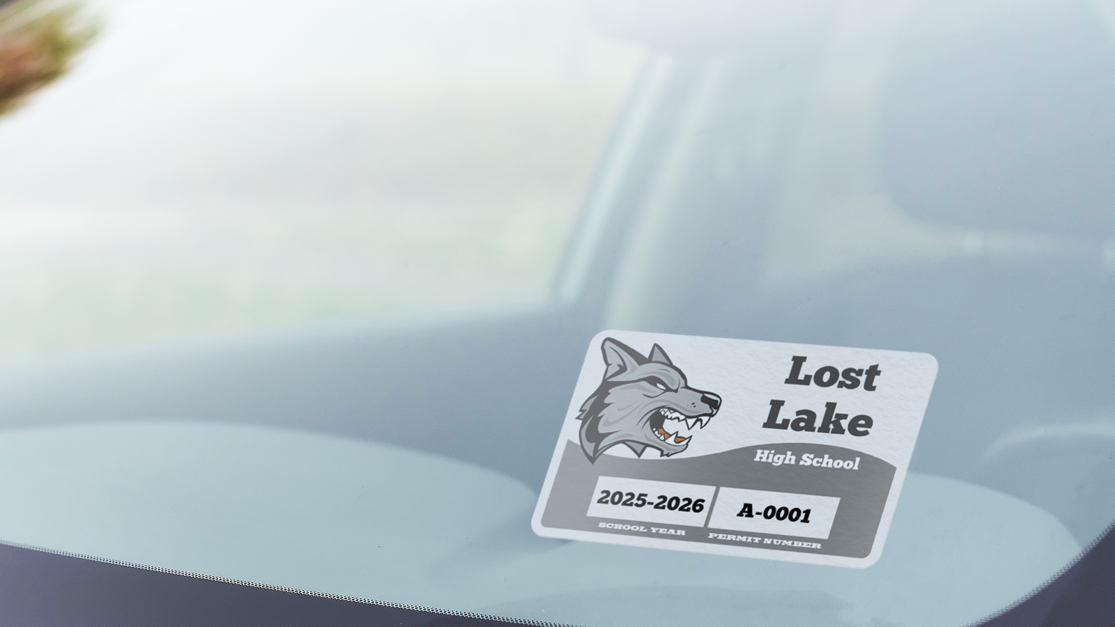 Wave Rectangle School Parking Permit Stickers
