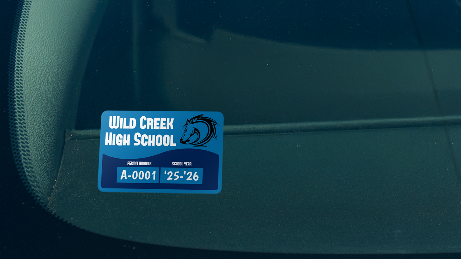 Wave Rectangle School Parking Permit Stickers