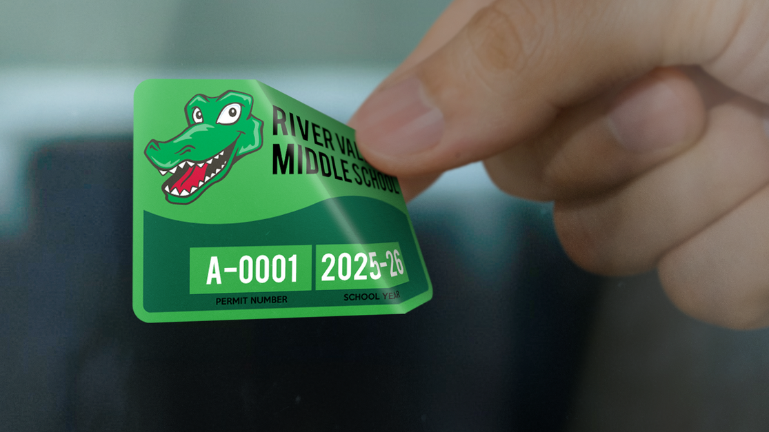 Wave Rectangle School Parking Permit Stickers