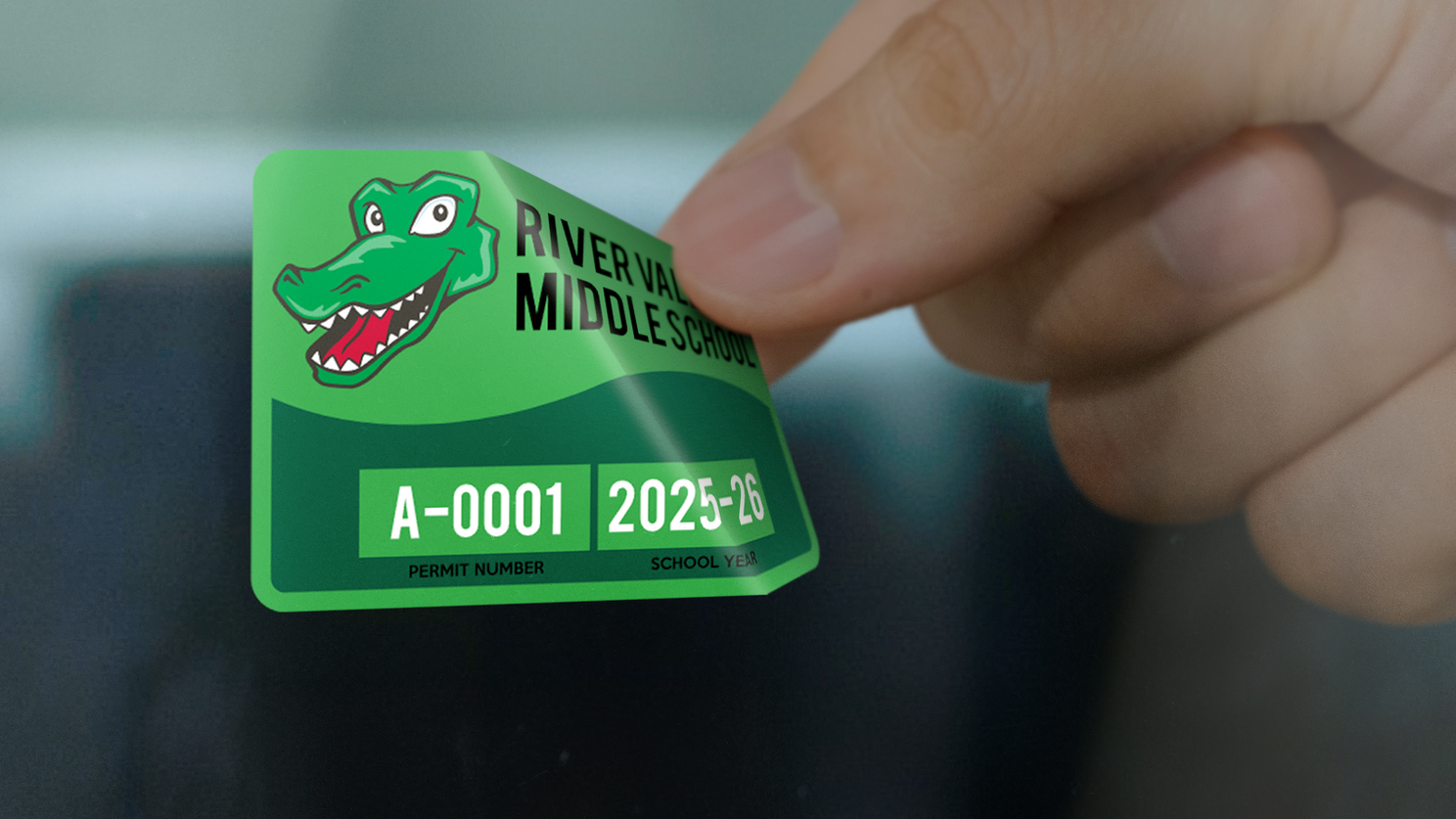 Wave Rectangle Parking Permit Sticker