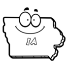 A Cartoon Illustration Of The State Of Iowa Smiling Sticker