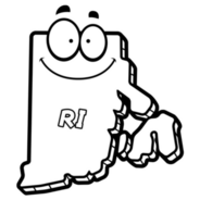 A Cartoon Illustration Of The State Of Rhode Island Smiling Sticker