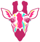 A Colorful Graphic Giraffe In Bright Pink Sticker