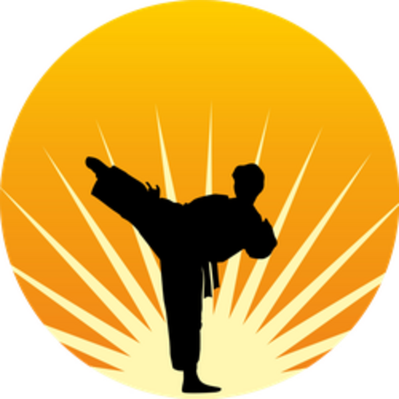 A Man Practices In Karate On A Sun Sticker