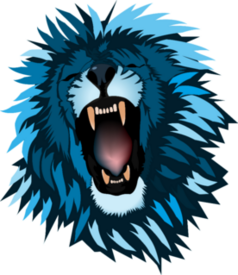 Abstract Roaring Blue Lion Sticker