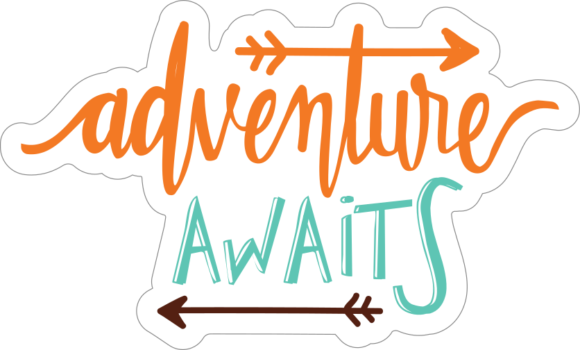 Adventure Awaits Text Sticker Shipped Fast & Free!