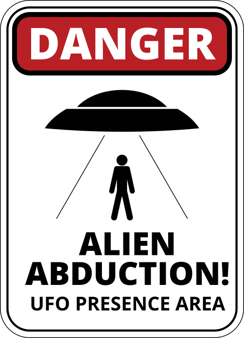 Alien Abduction Vertical Sign Sticker