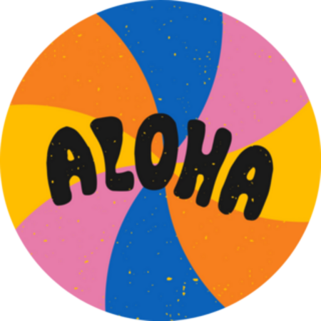 Aloha Surfing Hawaiian Lettering Colorful Sticker