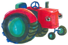 An Illustration Of A Cartoon Red Tractor Sticker