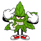 Angry Marijuana Leaf Showing Middle Finger Sticker