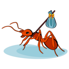 Ant With A Knapsack Cartoon Hero Sticker