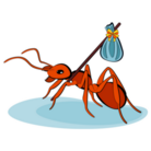 Ant With A Knapsack Cartoon Hero Sticker