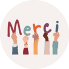 Arms Holding Letters Spelling Merci French Thank You Sticker