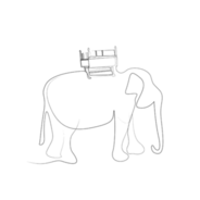 Asian Thai Elephant Line Drawing Sticker