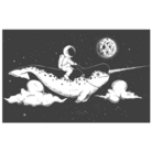 Astronaut Flying On Narwhal In Space Sticker