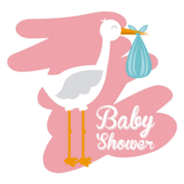 Baby Shower Stork Pink Sticker