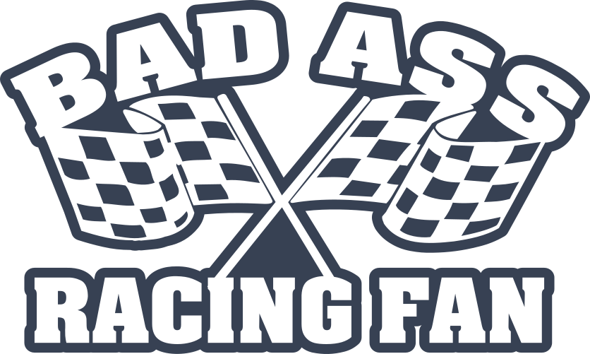Bad Ass Racing Fan With Checkered Flags Sticker - 50+ Colors!