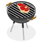 Barbecue Grill With Beef Steak Roasting Sticker