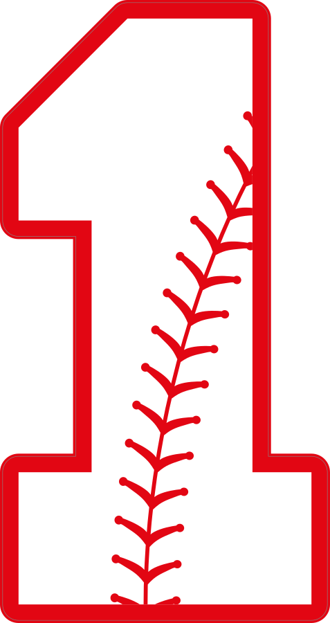 Baseball Style Number 1 With Seam Sticker Shipped Fast & Free!