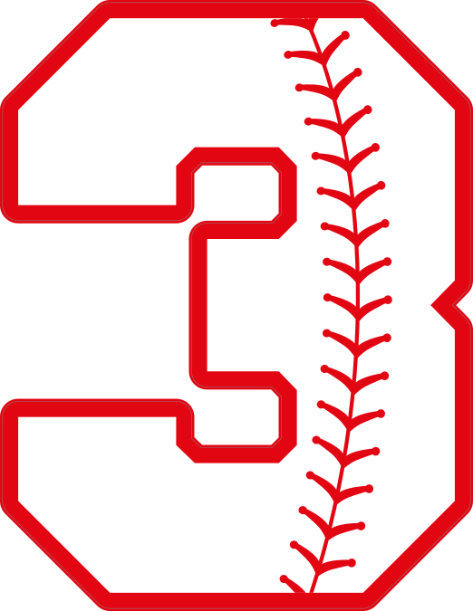 Baseball Style Number 3 With Seam Sticker - 50+ Color Options!