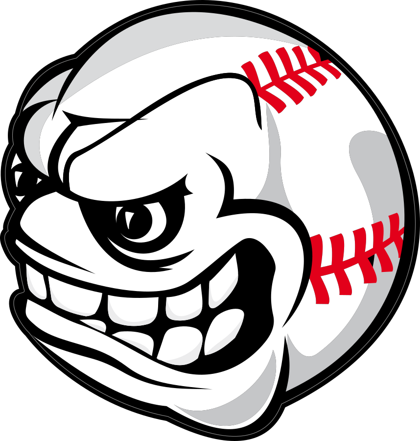 Baseball With Angry Face Sticker - 50+ Color Options!