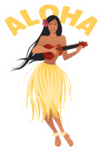 Beautiful And Smiling Hawaiian Girl Hula Sticker