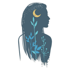 Beautiful Woman With Moon And Wild Herbs Sticker