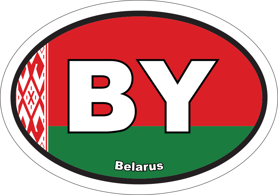 Belarus BY Flag Oval Sticker