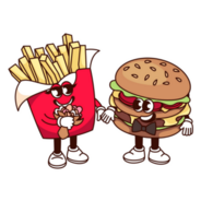 Best Friends French Fries And Burger Cartoon Sticker