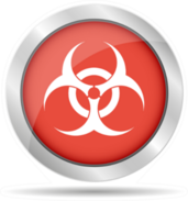 Bio Hazard Icon In Red Silver Sticker