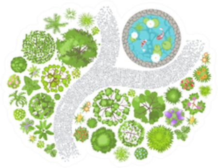 Birds Eye View Illustration Landscape Design Sticker