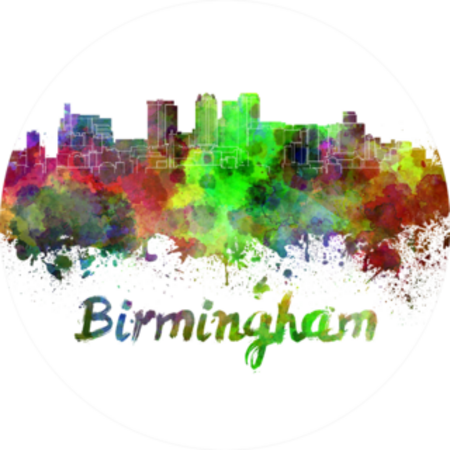 Birmingham Skyline In Watercolor Splatters Alabama Sticker