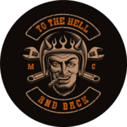 Black And White Illustration Of A Devil Biker Sticker